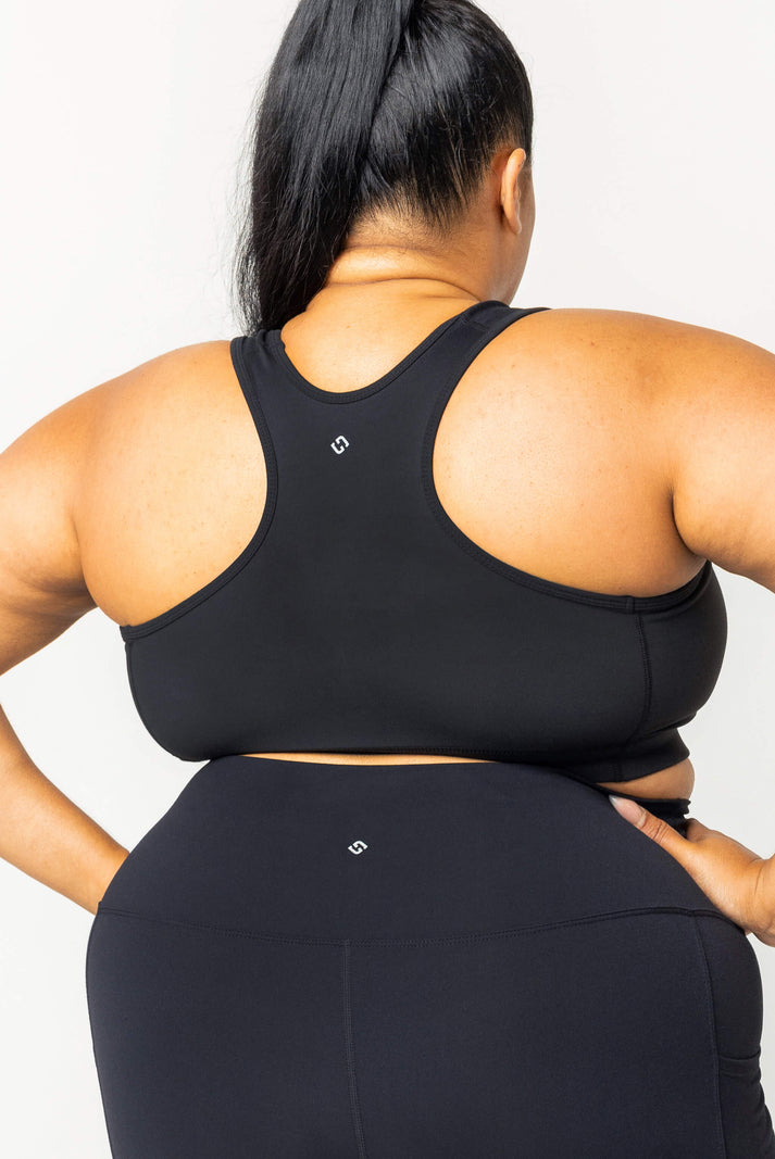 Plus Size Sports Bra - Racerback Sports Bra - Black | Superfit Hero