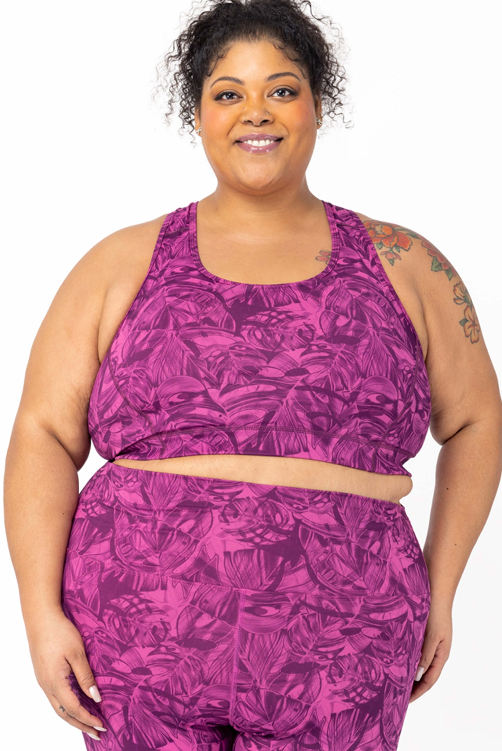 Plus Size Sports Bra - Racerback Sports Bra - Cactus Leaf | Superfit Hero